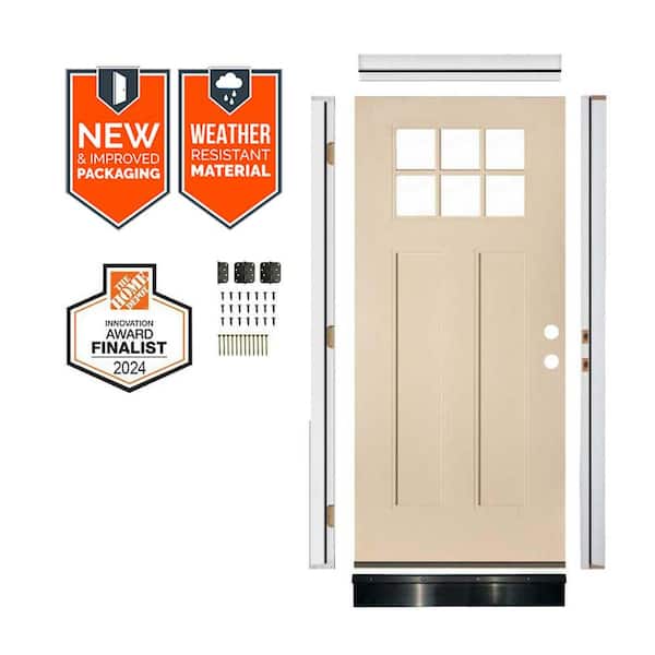 Krosswood Doors 36in.x79in. Craftsman 6-Lite Clear Glass LH Unfinished ...