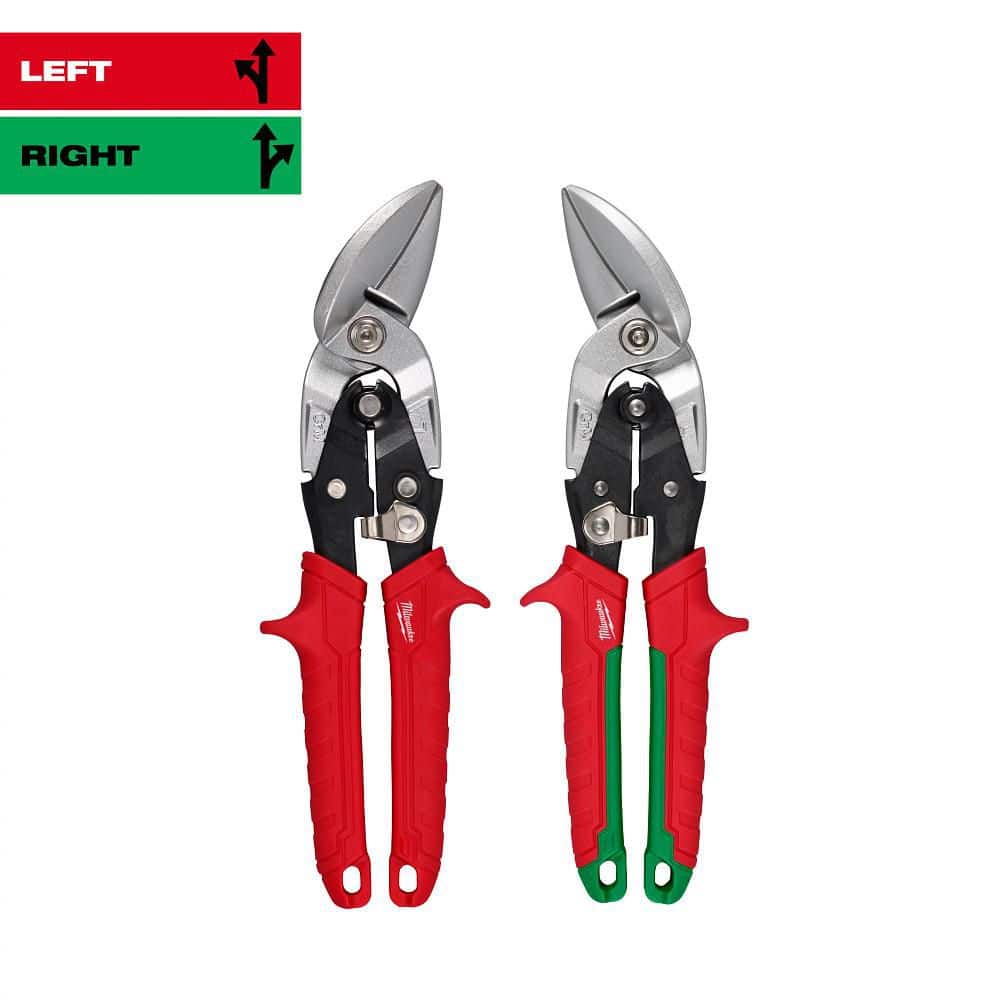 Milwaukee Left and Right Offset Aviation Snips (2-Pack) 48-22-4553 ...
