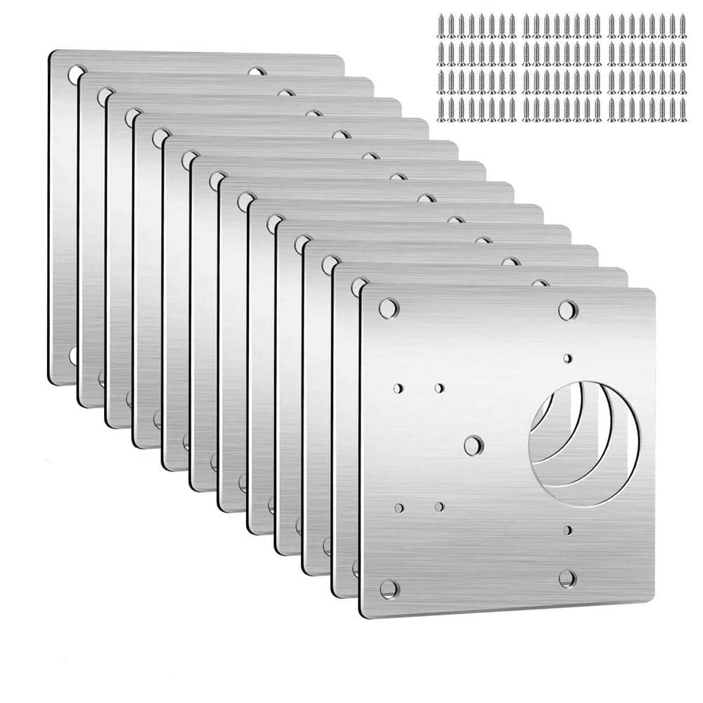 Numhew 12-Pack Cabinet Hinge Repair Plate, Stainless Steel Hinge Repair Kit, Kitchen Cupboard ...