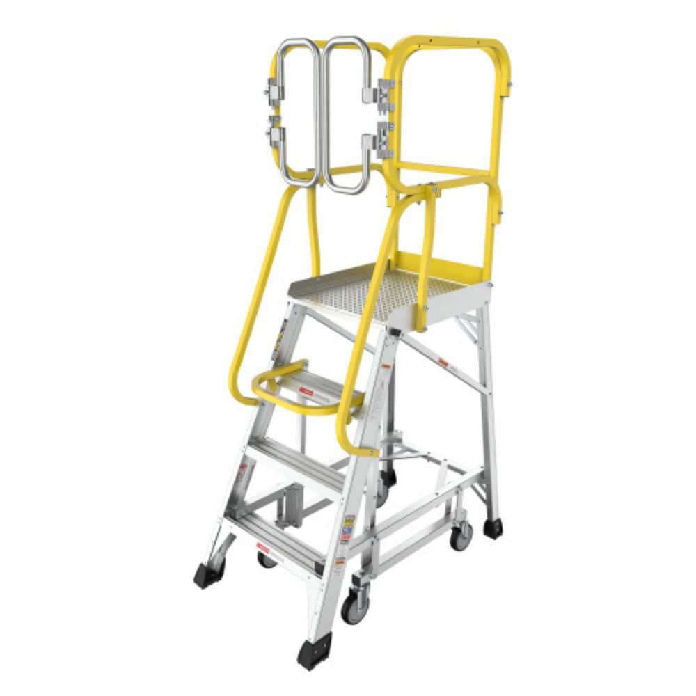 Series 6.5 ft. Aluminum Rolling Platform Step Ladder 43.3 ft. Reach ...