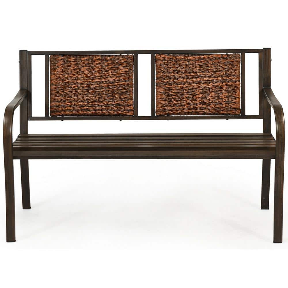 ANGELES HOME 2-Person 50 1/2 in. W Bronze Rust-resist Steel Outdoor ...