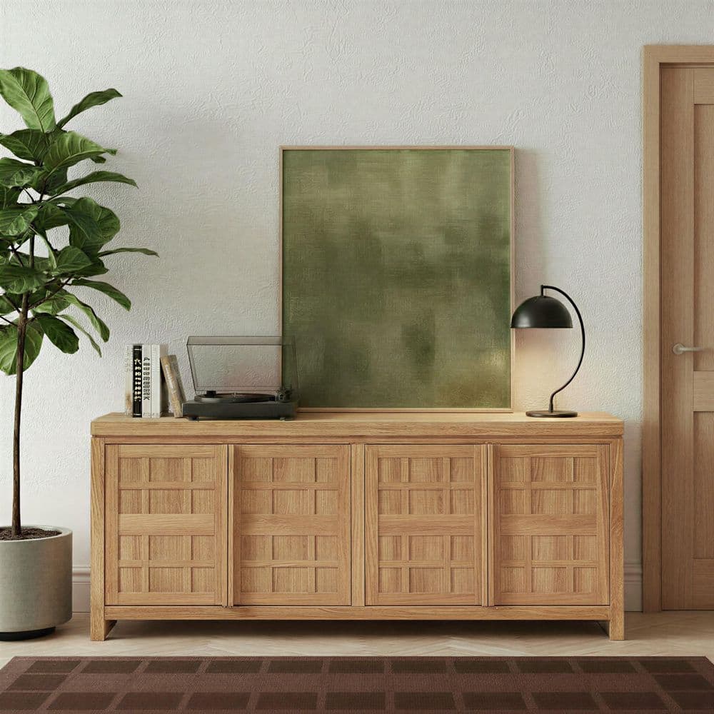 Walker Edison Furniture Company Booker Modern Heritage Oak 74 in. MDF ...