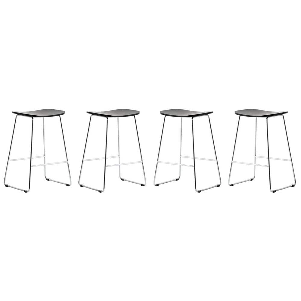 Leisuremod Melrose 26 in. Modern Wood Bar Stool with Chrome Iron Base ...