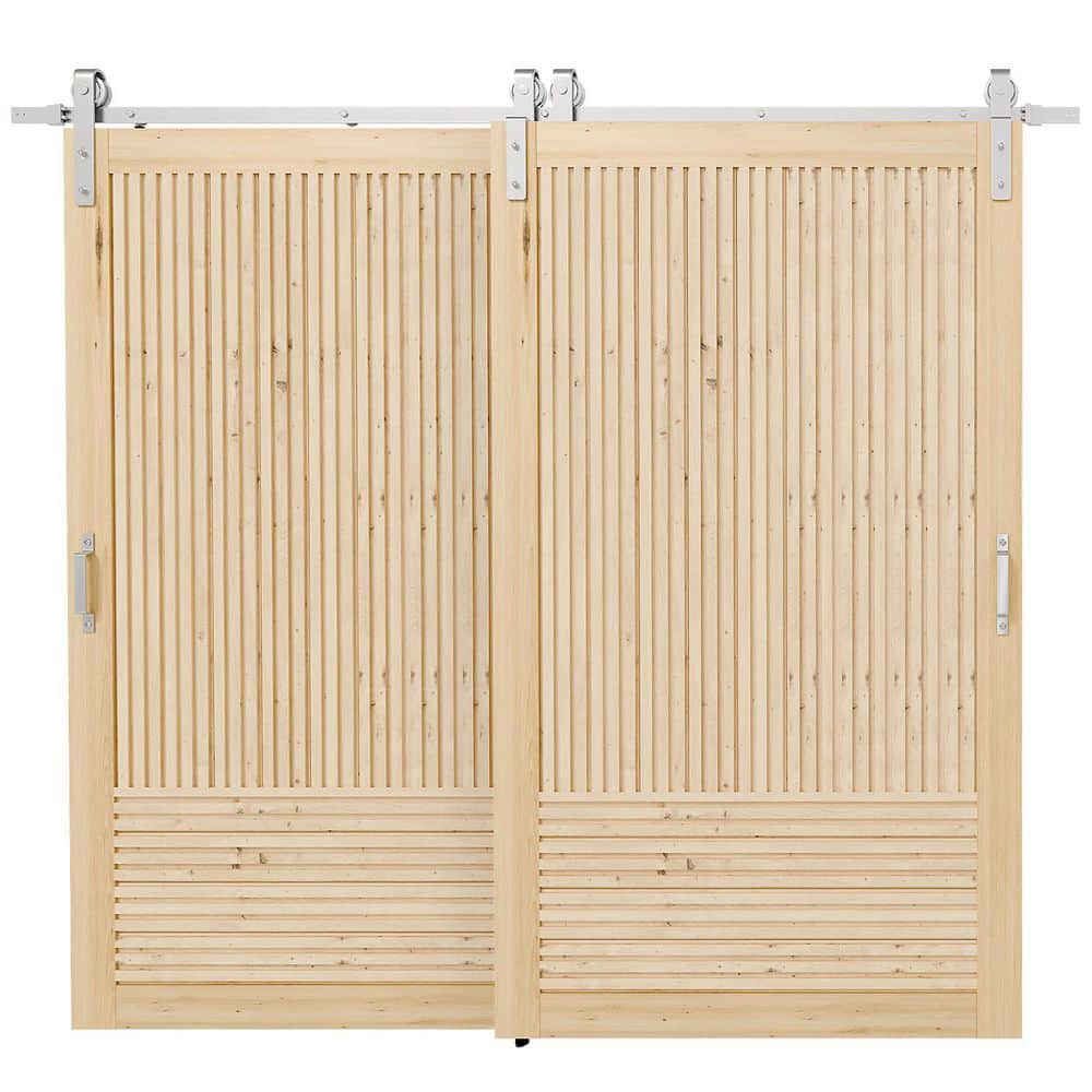 TENONER 96 in. x 84 in. Pine Wood Fluted Vertical and Horizontal Slat ...