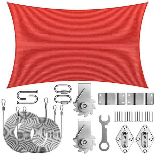 AMGO 14 ft. x 20 ft. Rectangle Sun Shade Sail with Hardware TAWAL-Red ...