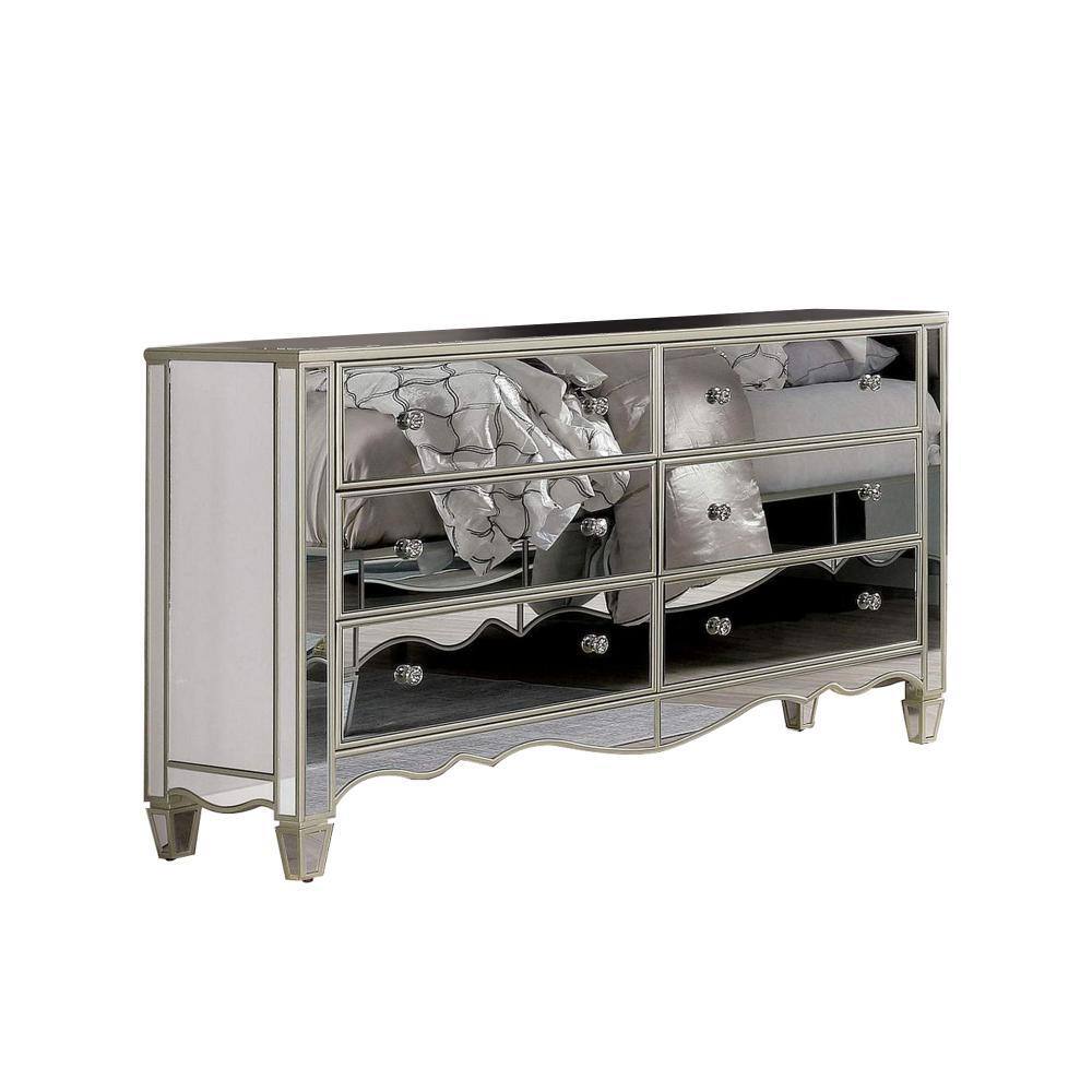 Benjara 64 in. Silver 6-Drawer Dresser BM253005 - The Home Depot