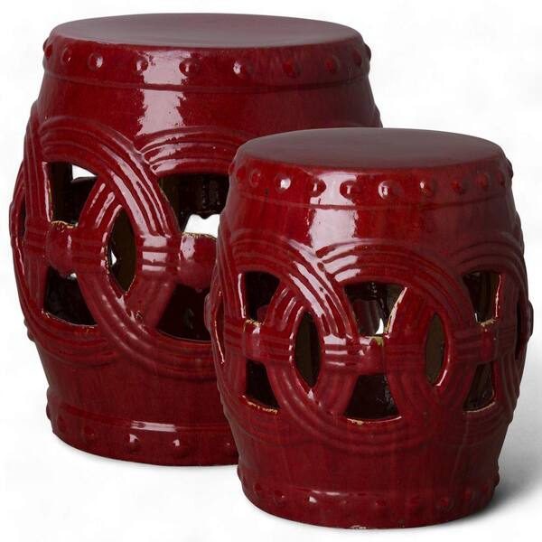Emissary Eternity 21 in. H Red Round Ceramic Garden Stool 09412RD