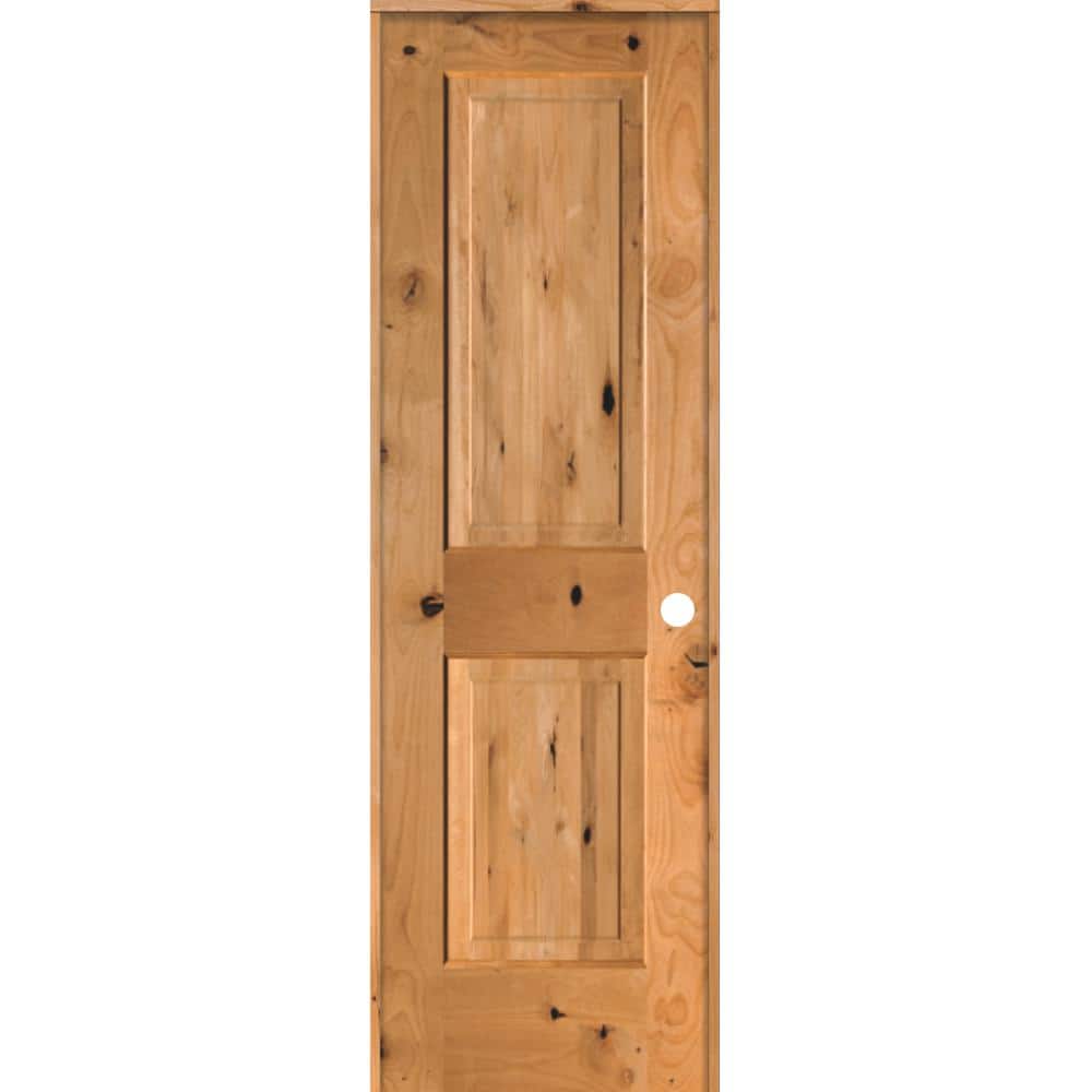 Krosswood Doors 24 in. x 96 in. Rustic Knotty Alder Wood 2 Panel Square ...