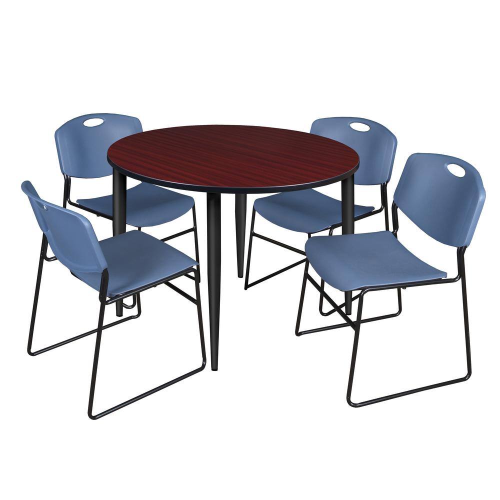 Regency Trueno 48 in. Round Grey and Chrome Wood Breakroom Table and 4 ...
