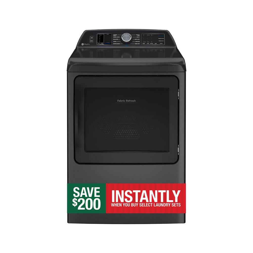 GE Profile 7.3 cu. ft. Smart Gas Dryer in Diamond Gray with Fabric ...