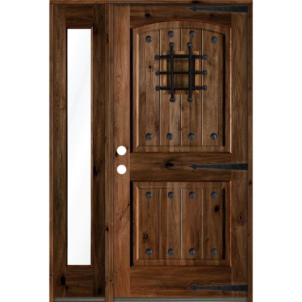 Krosswood Doors 56 in. x 80 in. Mediterranean Knotty Alder Right-Hand ...