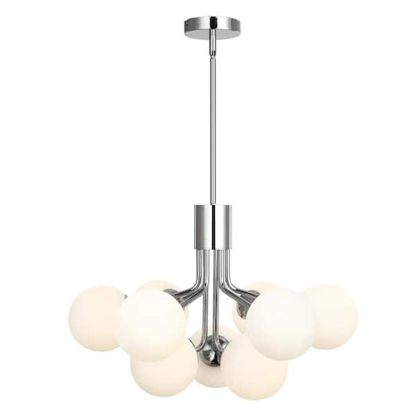 Light Society Serra 9-Light Chrome Chandelier with Frosted Glass Shades ...