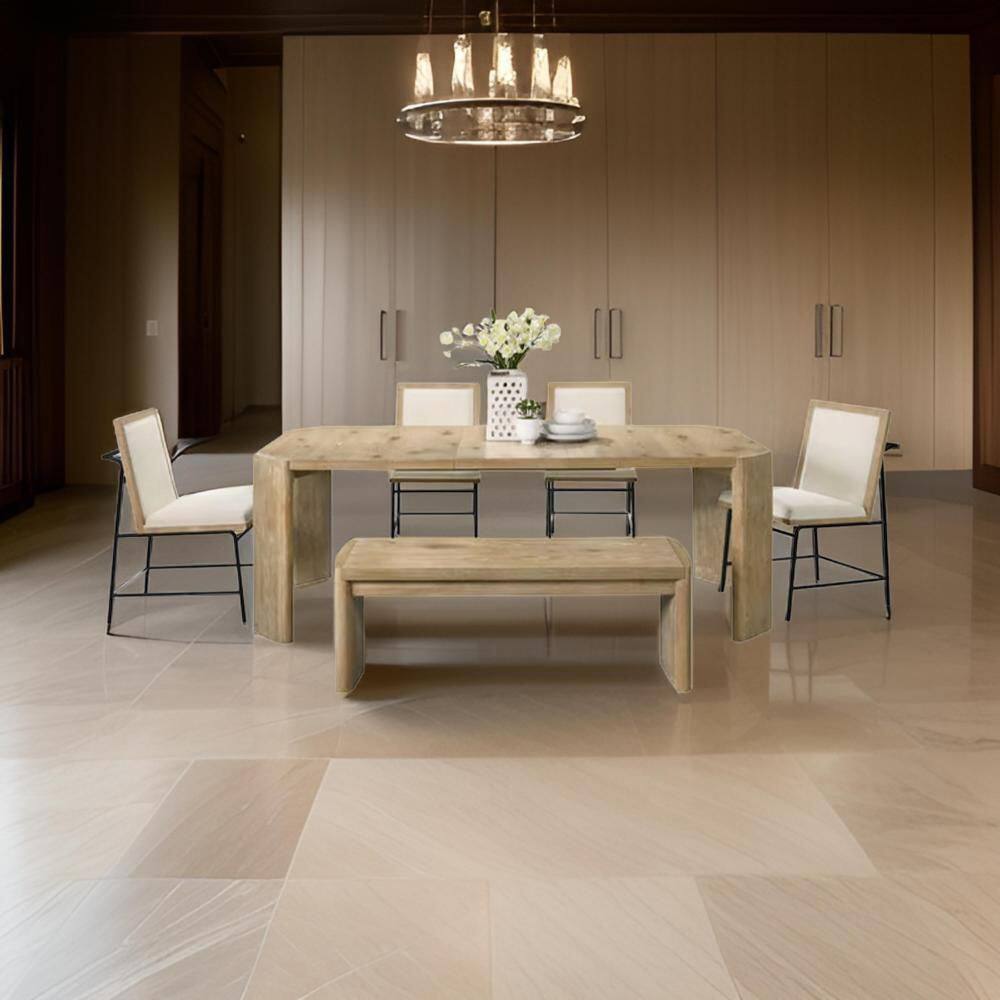 Benjara Meni Brown and Black Wood 66 in. 4 Legs Dining Table Seats 6 ...