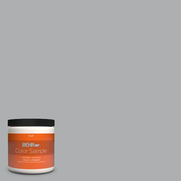 BEHR PREMIUM PLUS 8 oz. #N500-3 Tin Foil Flat Interior/Exterior Paint ...