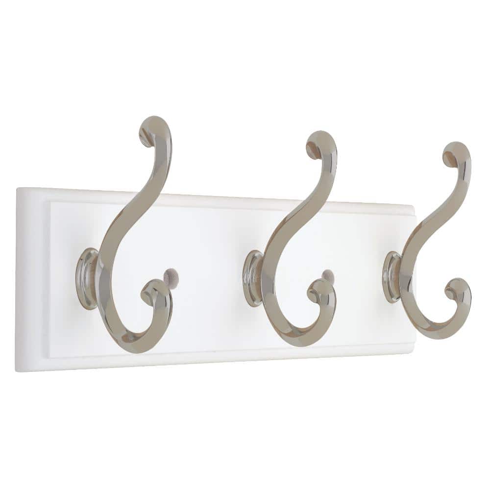 Liberty 10 in. White and Satin Nickel Scroll Hook Rack R12344-WSN-U ...