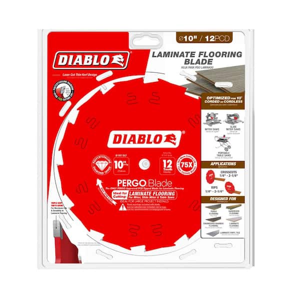 DIABLO 10in. x 12 Teeth PergoBlade Saw Blade for Laminate and Wood Flooring D1012LF The Home Depot