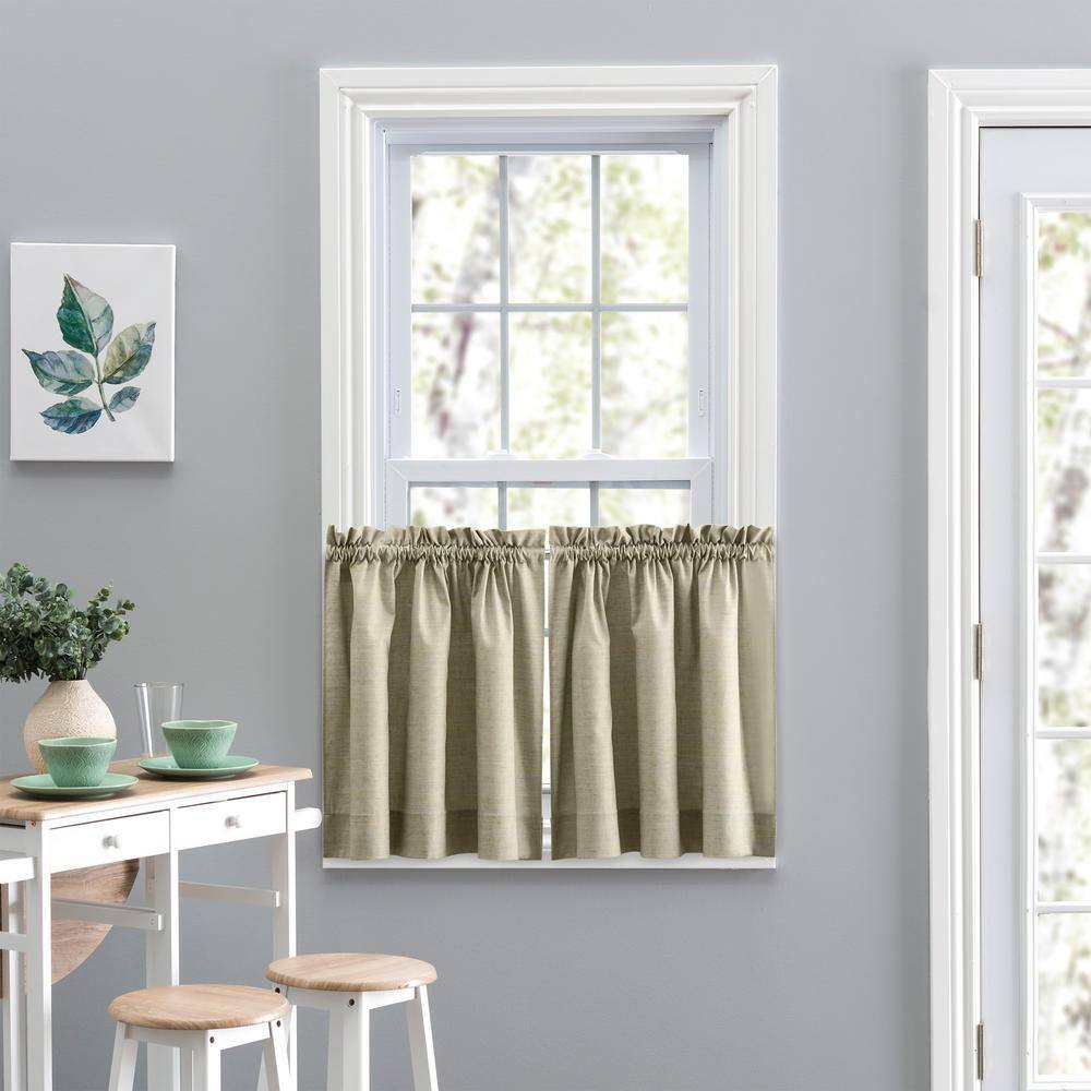 Ellis Curtain Lisa Solid Mist Polyester/Cotton 56 in. W x 36 in. L Rod ...