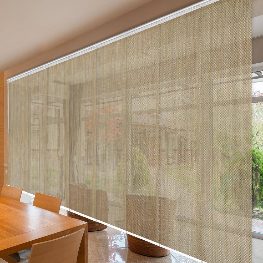 EMOH Wheat 130 in. - 175 in. W x 116 in. L Adjustable 8-Panel White ...