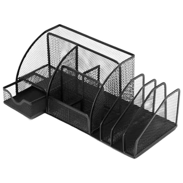 Mesh Desk Organizer Set Black Metal Office Accessories Desktop ...