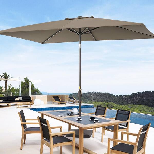 JOYESERY 6 ft. x 9 ft. Rectangular Patio Market Umbrella with UPF50 ...