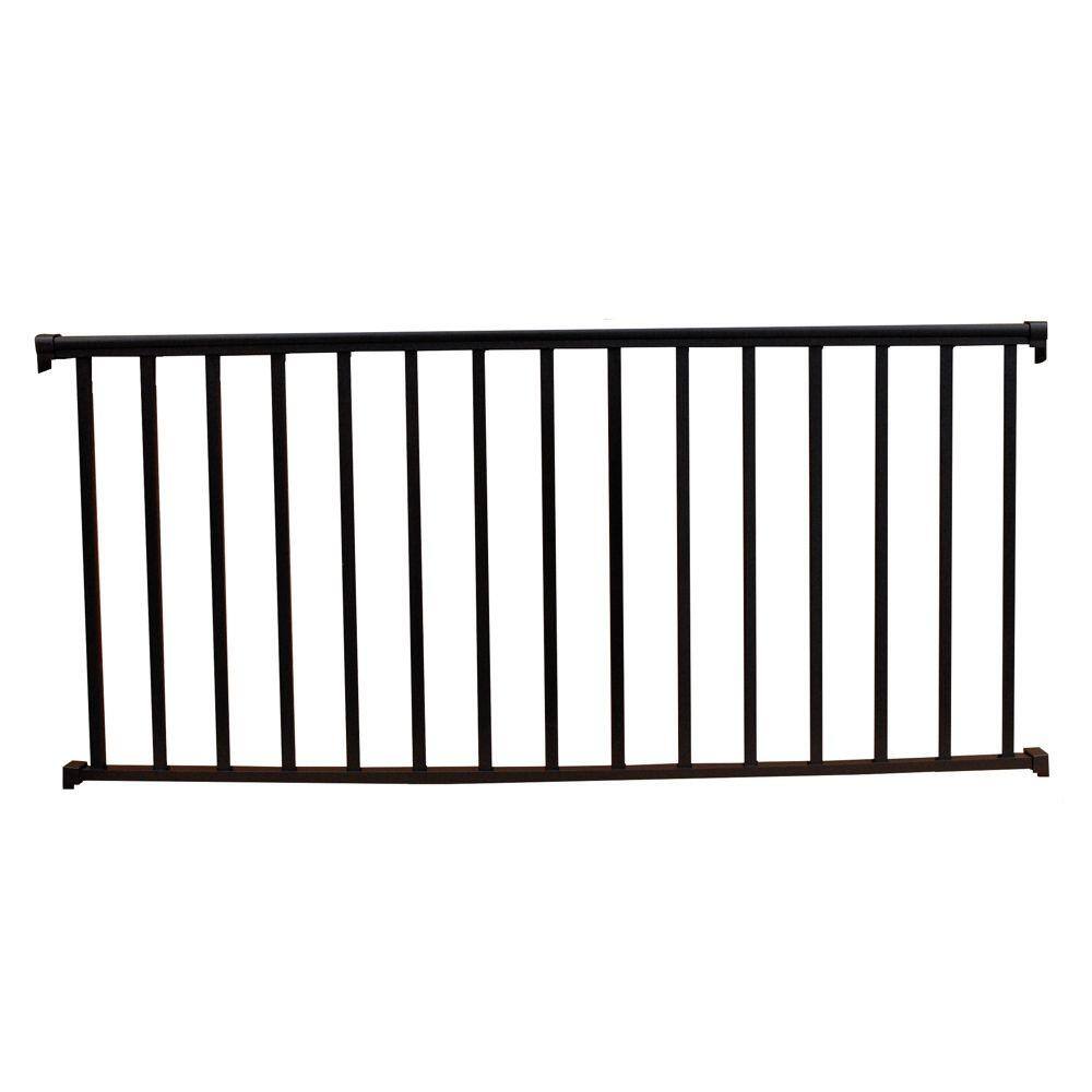 EZ Handrail 6 ft. x 42 in. Textured Black Aluminum Baluster Railing Kit ...