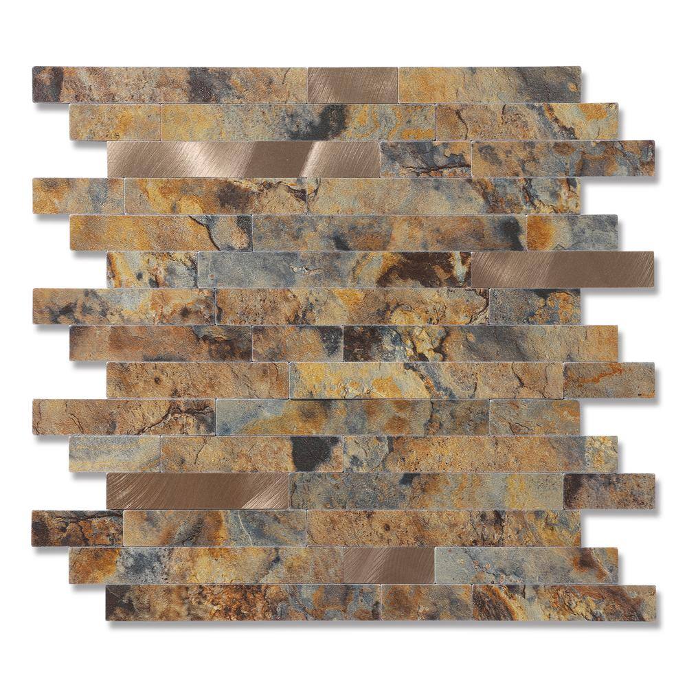Yipscazo Marble Collection Rusty 12 in. x 12 in. PVC Peel and Stick ...
