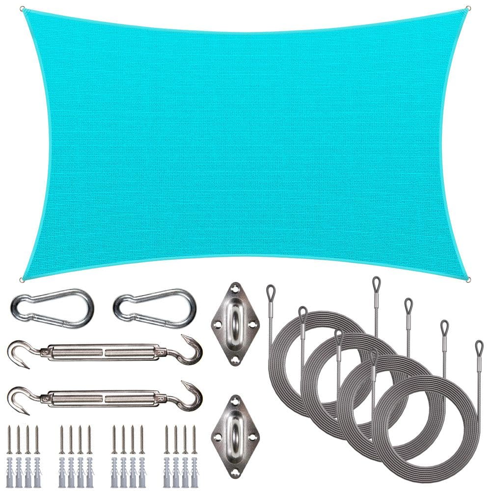 16 ft. x 20 ft. Rectangle Sun Shade Sail with Hardware Kit and Rope ...
