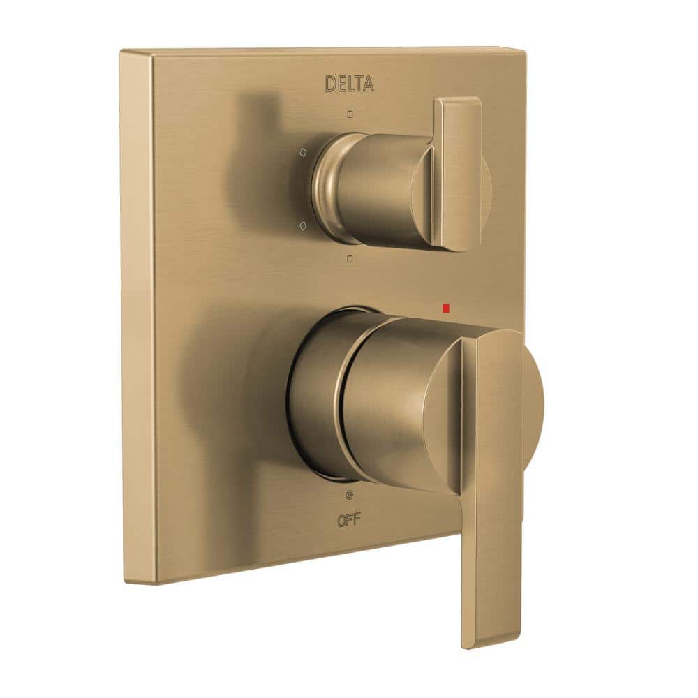Delta Ara Gold 2-Handle Wall-Mount Valve Trim Kit with 6-Setting ...