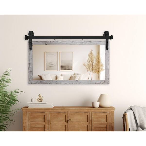 Rayne Mirrors ( 33 in. W x 22 in. H ) Distressed White Modern Rustic ...