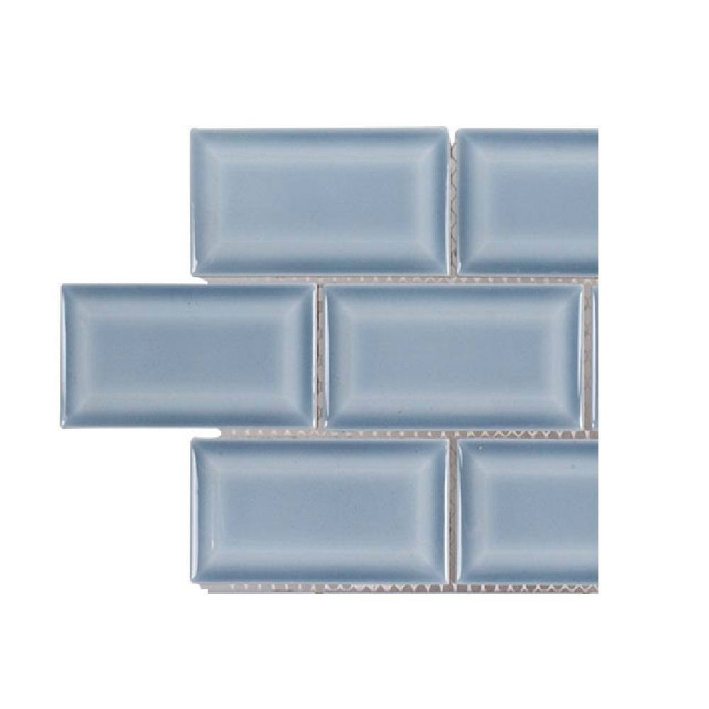 Jeffrey Court Take Home Tile Sample - Beverly Blue Bevel 4.5 in. x 4.5 ...