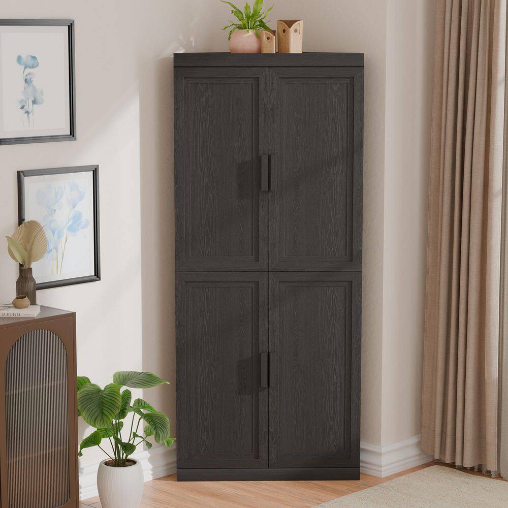 Dovelina Black Wooden 36 in. Storage Cabinet with Adjustable Shelves ...
