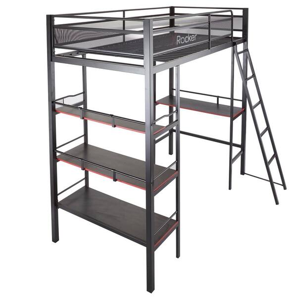 X Rocker Fortress Gaming Bunk with Desk and Shelving Twin Black Red 2112101 The Home Depot
