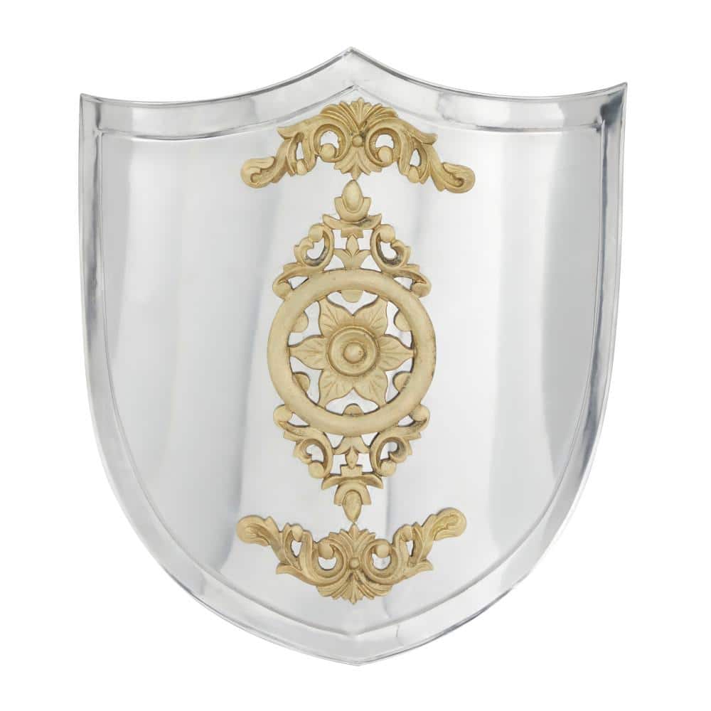 Litton Lane Metal Silver Armor Shield Wall Decor 040773 - The Home Depot