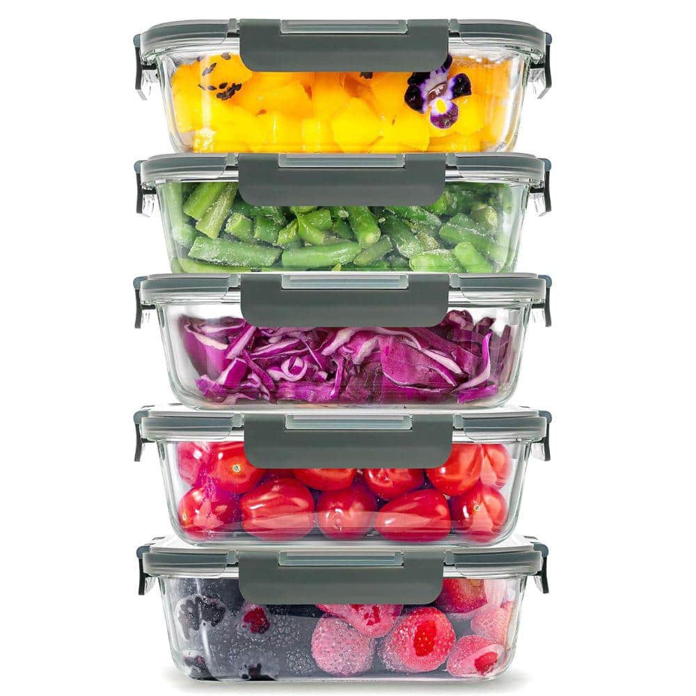 Zulay Kitchen 36oz BPA-Free Borosilicate Glass Food Storage Containers ...