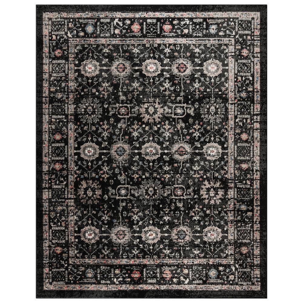 Gertmenian Heirloom Dov Black 8 ft. x 10 ft. Oriental Border Indoor ...