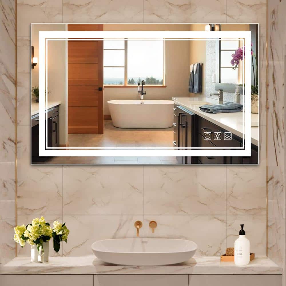 Cesicia 28 in. W x 20 in. H Rectangular Frameless Wall Mounted Bathroom ...