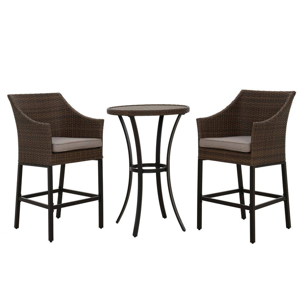 3-Piece Brown PE Wicker Outdoor Patio Conversation Set and Round Coffee ...