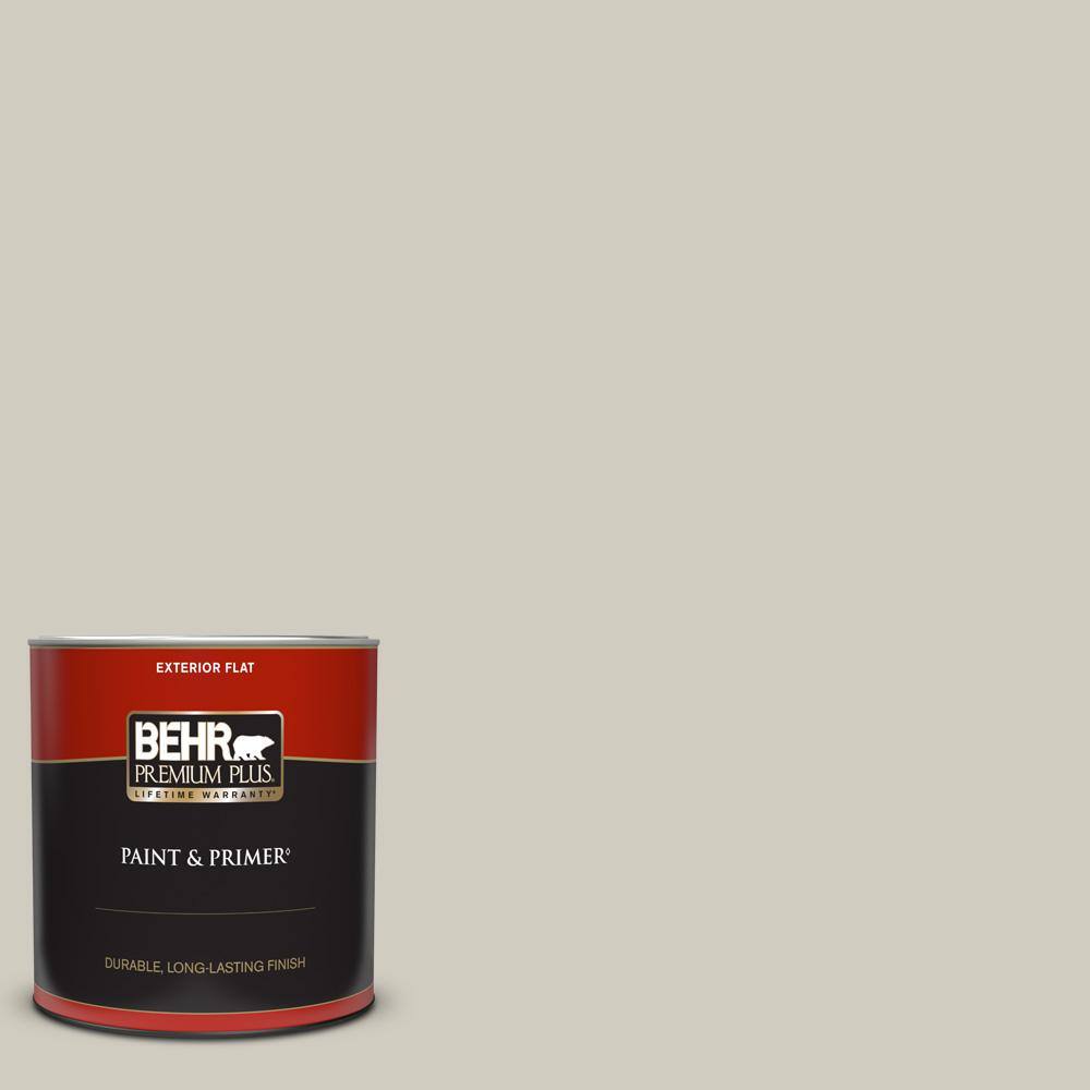 BEHR PREMIUM PLUS 1 qt. #N320-2 Toasty Gray Flat Exterior Paint ...