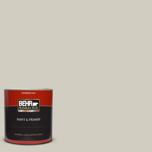 BEHR PREMIUM PLUS 1 qt. #N320-2 Toasty Gray Flat Exterior Paint ...