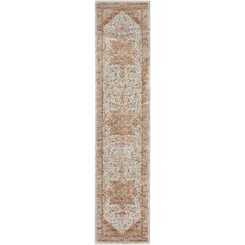 Nourison Sahar Ivory Rust 2 ft. x 10 ft. All-Over Design Traditional ...