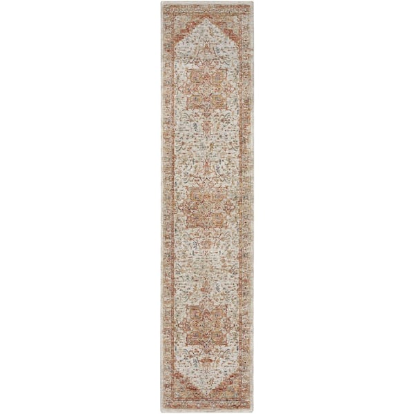 Nourison Sahar Ivory Rust 2 ft. x 10 ft. All-Over Design Traditional ...
