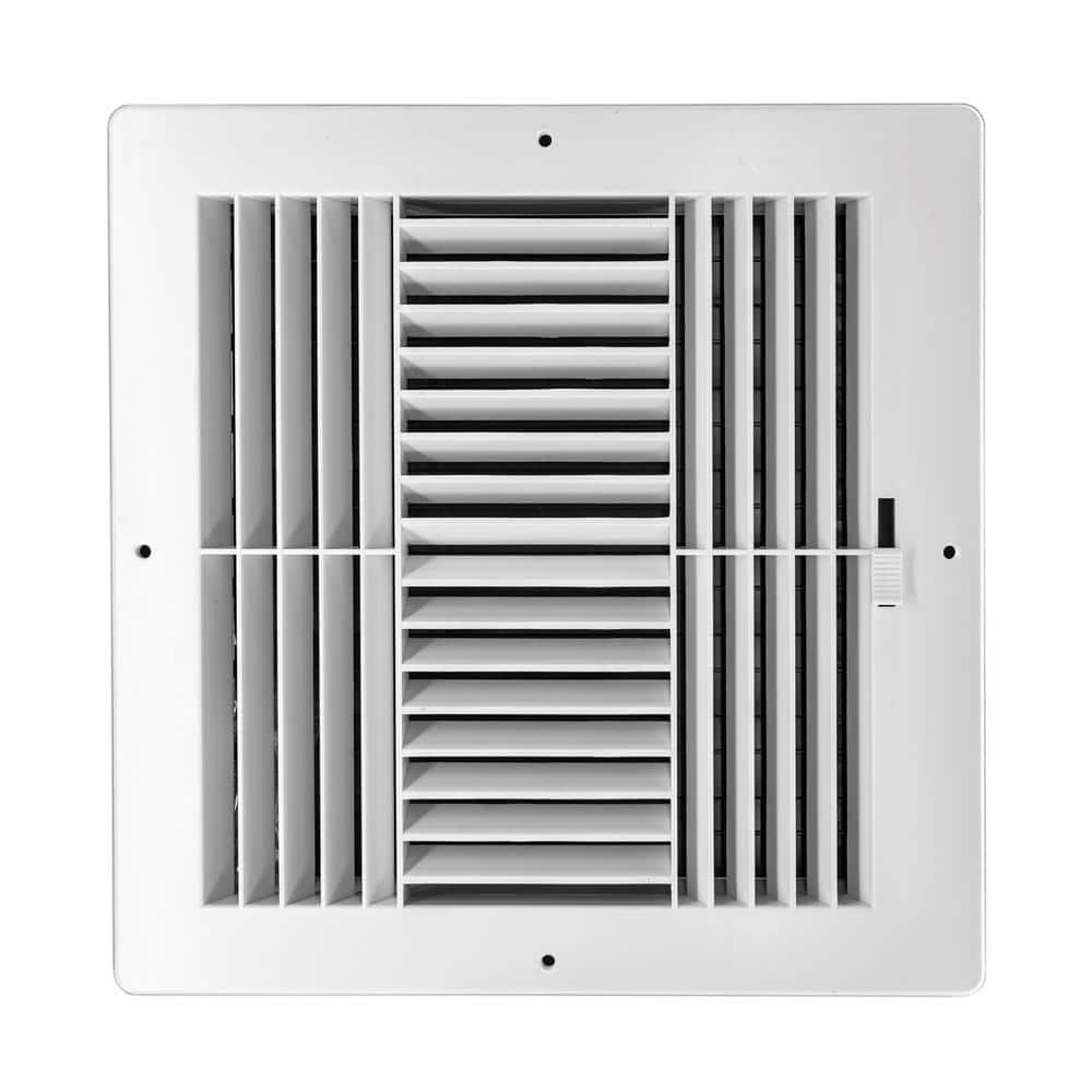 Venti Air 12 in x 12 in White Plastic Square 4 Way Supply Register for ...