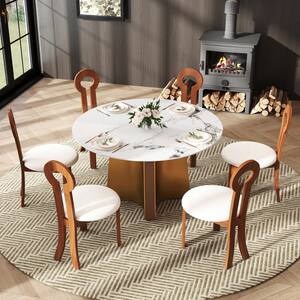 Magic Home 70.87 in. Rectangle White Luxury Sintered Stone Top Black ...