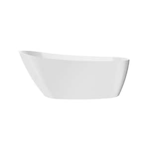 FORCLOVER 67 in. x 30.5 in. Freestanding Soaking Bathtub with Center ...