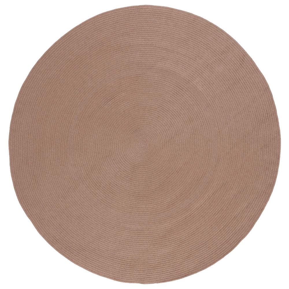 SAFAVIEH Braided Brown 6 ft. x 6 ft. Abstract Round Area Rug BRD402T-6R ...