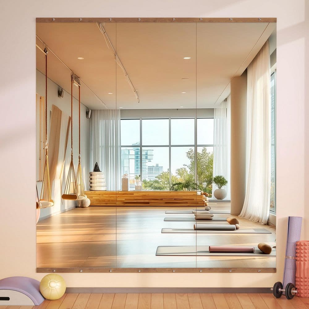 Vosuja 3 Pieces 17 in. W x 55 in. H Walnut Rectangle Frameless Wall ...