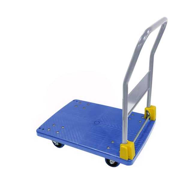 Blue 28 in. D x 19 in. W Metal Foldable Platform Handle Push Hand Truck ...