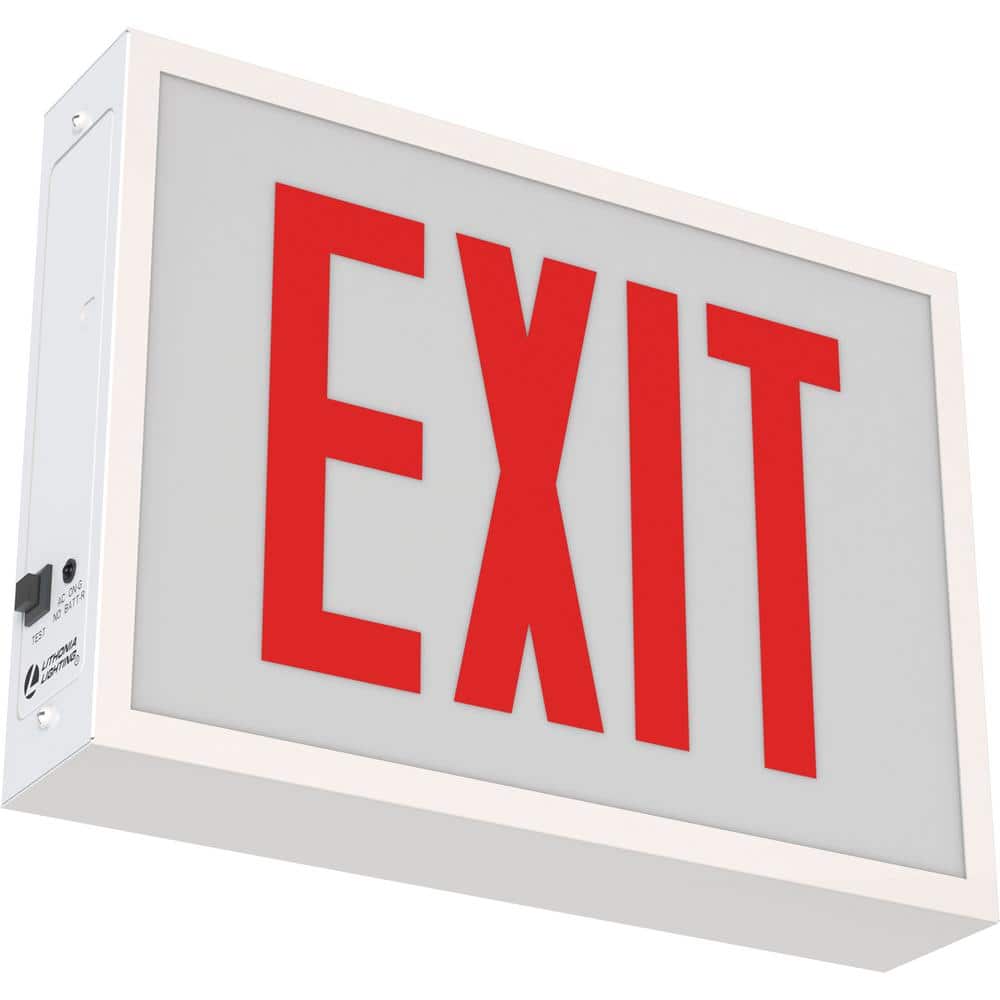 Lithonia Lighting TCE 0.7 Watt Integrated LED White Exit Sign with Red ...