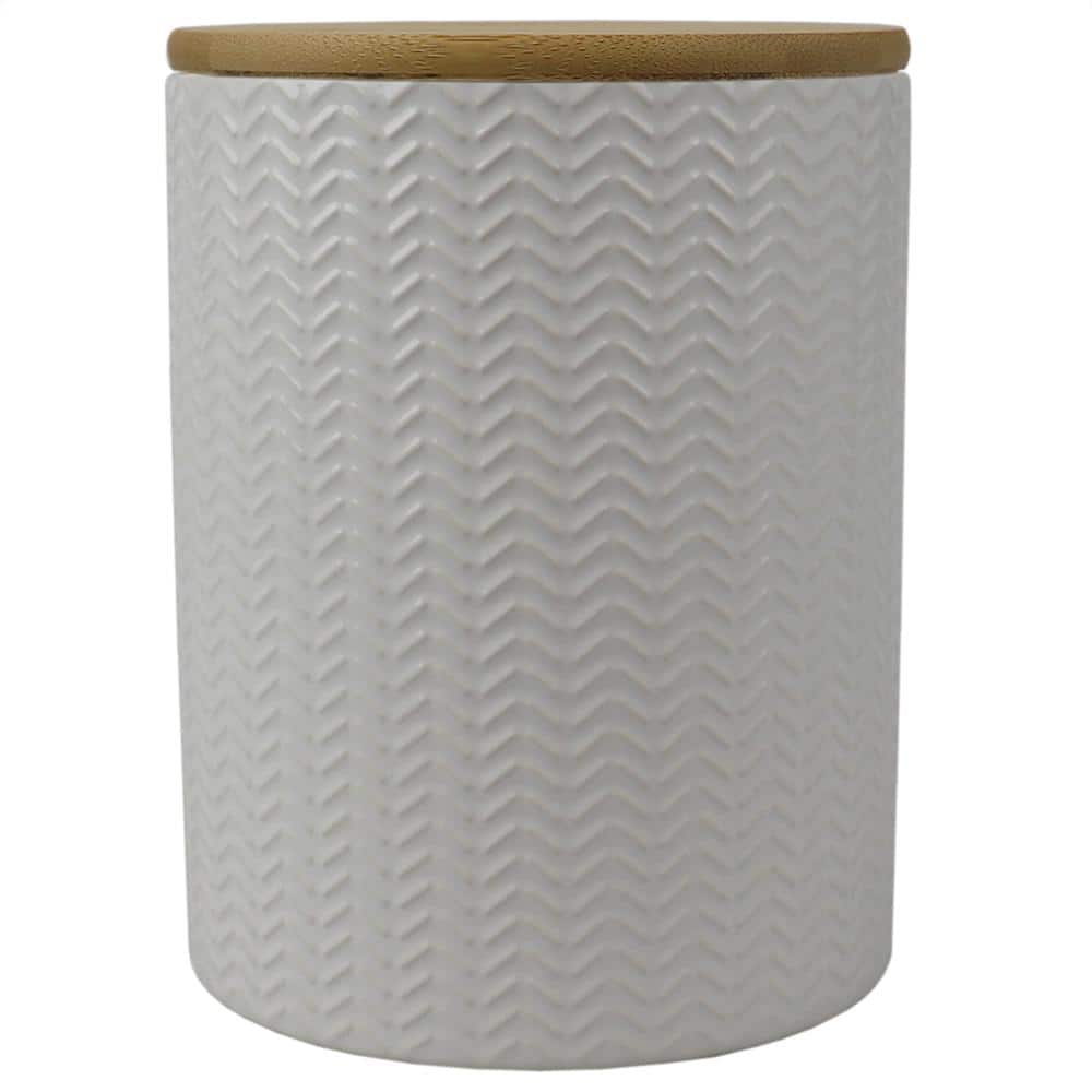 Home Basics Wave White Medium Ceramic Canister HDC73655 - The Home Depot
