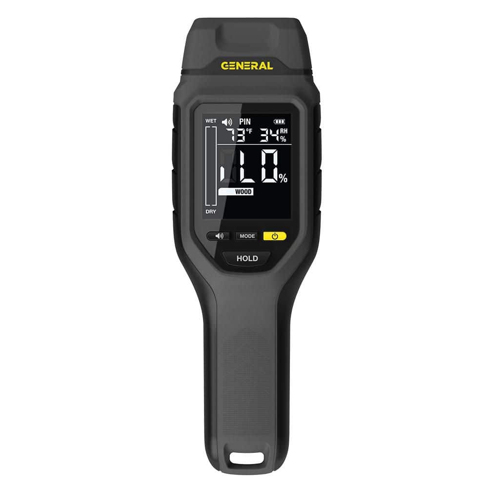 General Tools Pin Moisture Meter with Backlit Display for Wood, Drywall ...